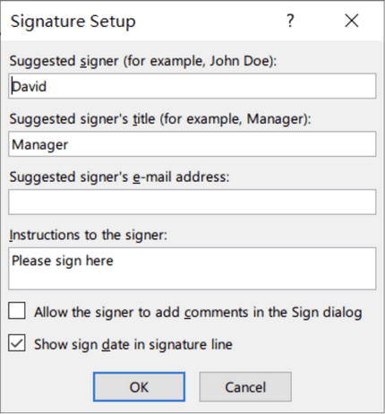 How to sign the signature line