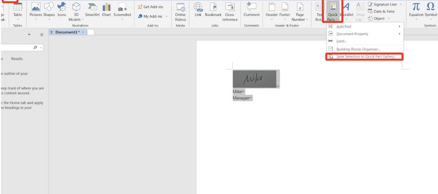 Rename the signature block, choose Auto Text in the Gallery box, and ...