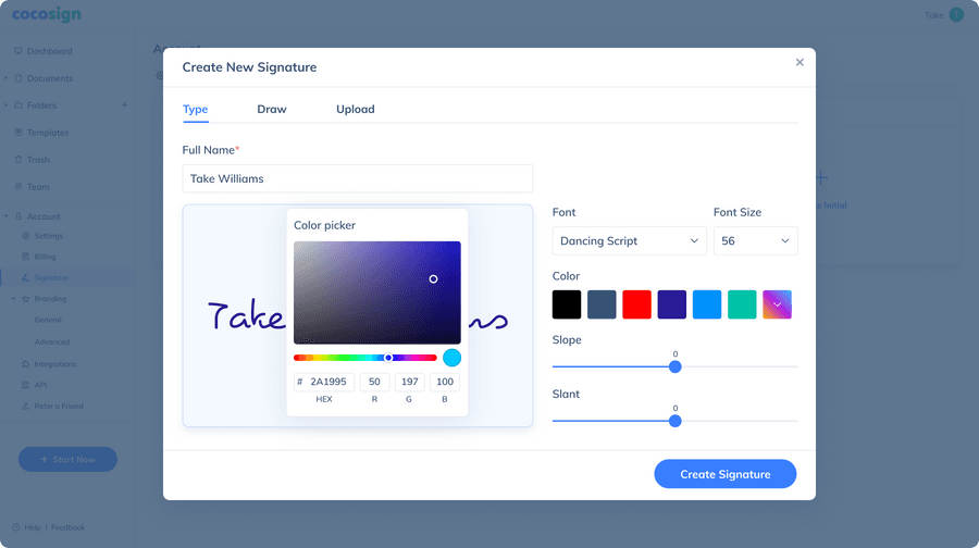 Click Draw to draw your signature with a mouse, touchpad, phone, tablet ...