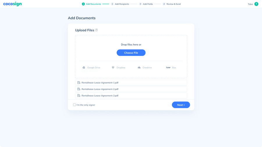 Add the email addresses of the recipients. Click + on the right to add ...