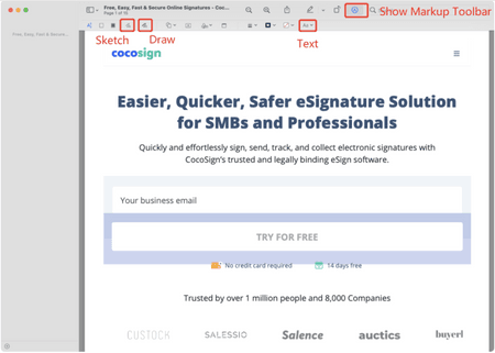 Tool 3 : Select the Sign icon. Three solutions are offered to create a ...