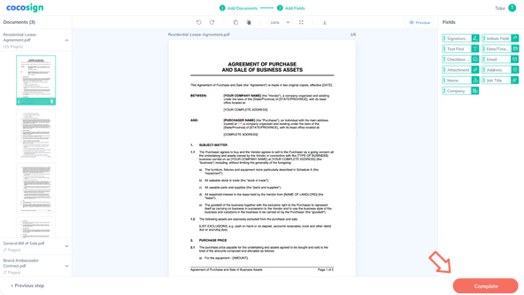 1. Click eSign Document Now