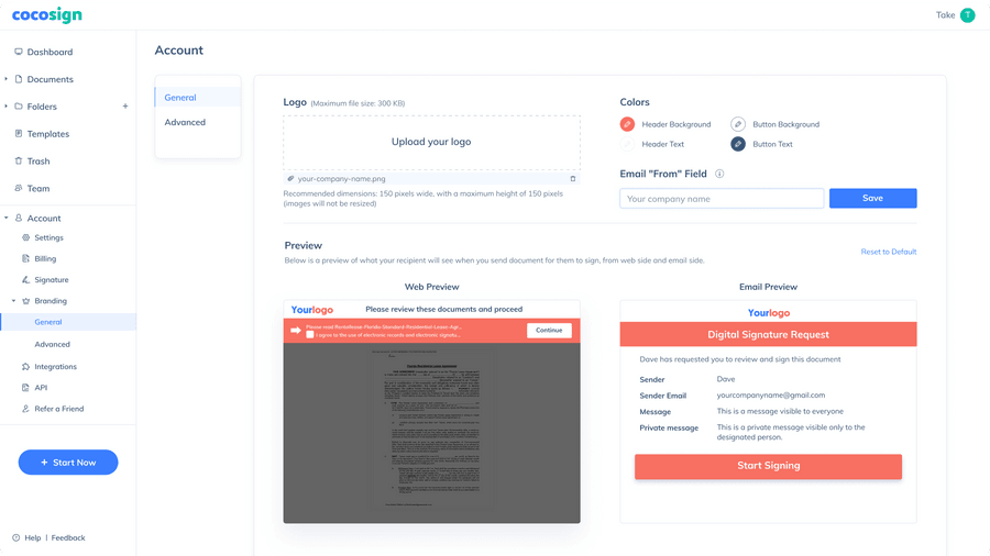 Once satisfied, send the document.