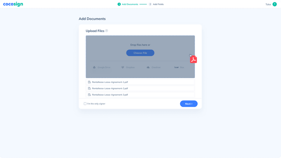 Drag and drop the field Signature to your PDF from the right toolbar.