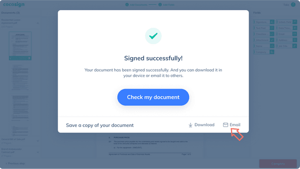 1. Click eSign Document Now